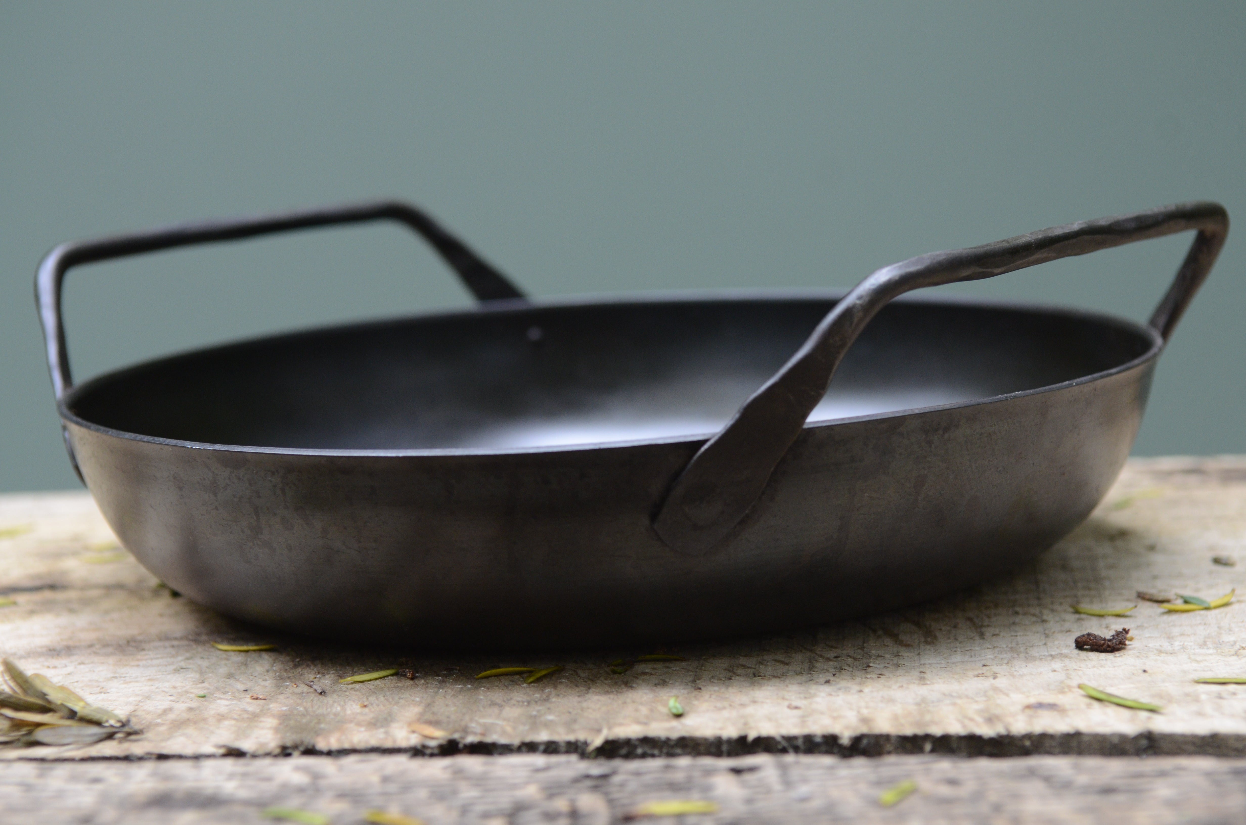 Black Pan with Twin beaten Steel Handles – SYML